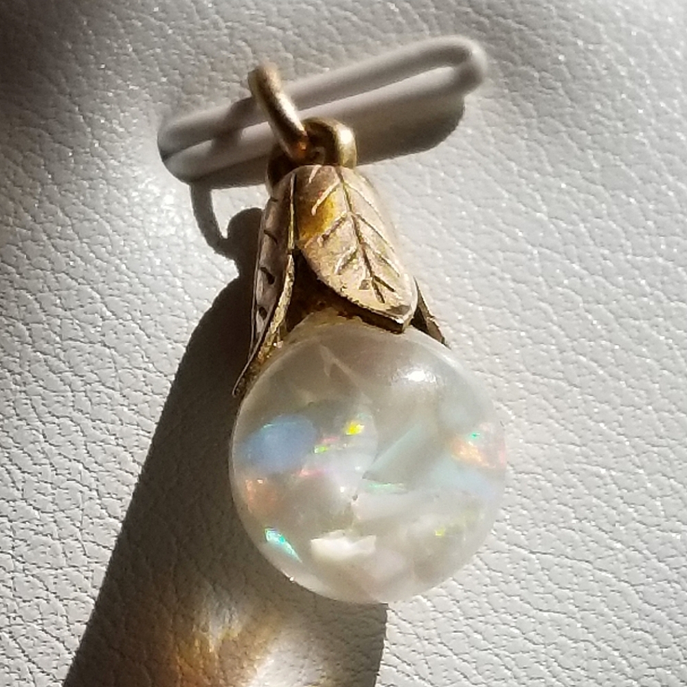 10k Gold Floating Opals Globe Pendant - Gem